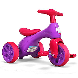 Costzon Kids Tricycle, Baby Balance Bike Walker with Foot Pedals, BB Sound and Storage Box, Lightweight, Rider Trike for Toddler 1 2 3 Years Old Indoor Outdoor, Children 3 Wheels Bicycle Toy (Purple)