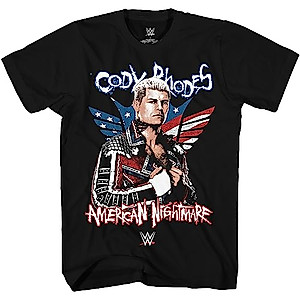 WWE Cody Rhodes American Nightmare Wrestling Adult T-Shirt(XXL, Black)