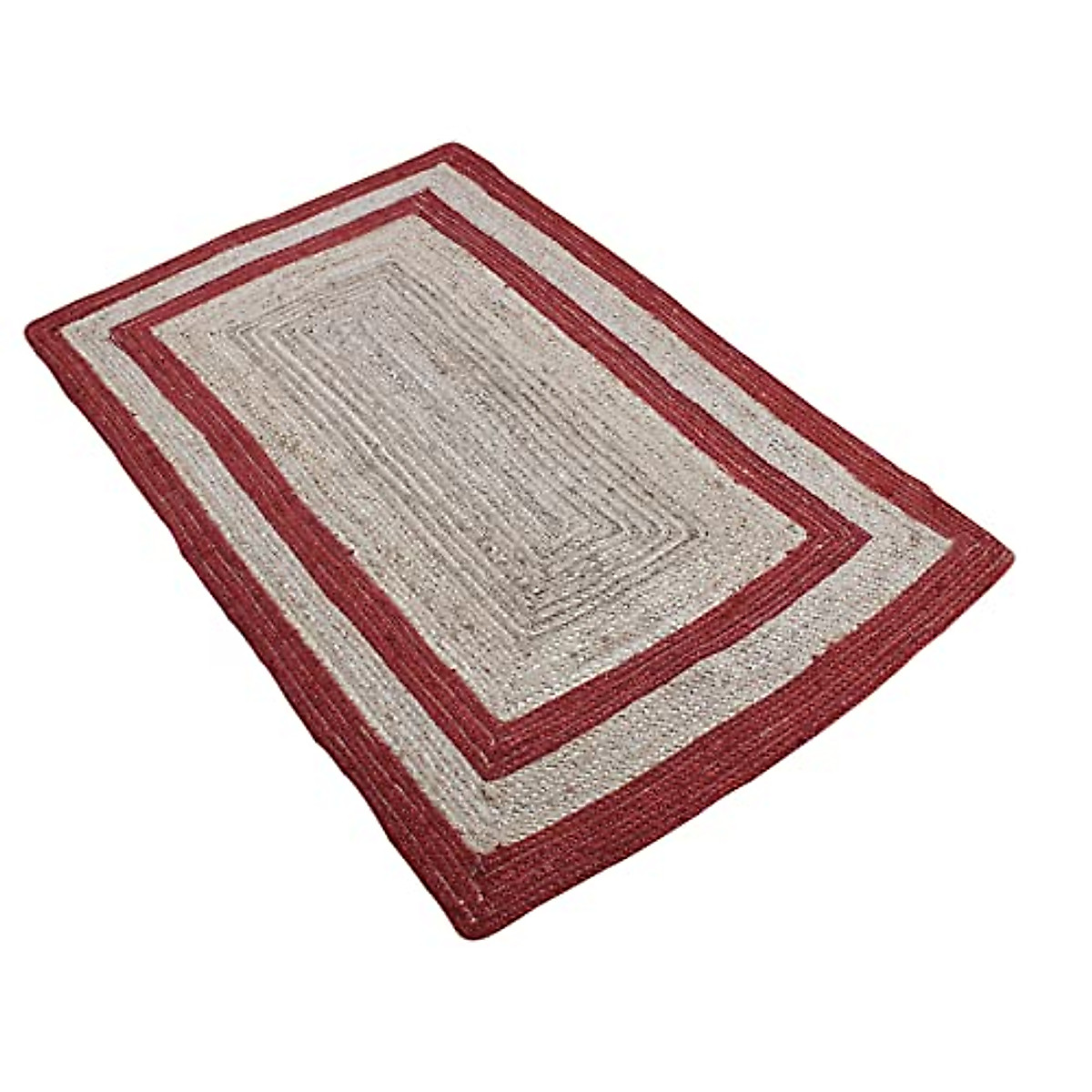 CASAVANI Natural Jute Kilim Rug Handwoven Jute Rug Outdoor Area Rag Rug Braided Style Look Doormat Rug (120 x 180 cm (4 x 6 Feet))