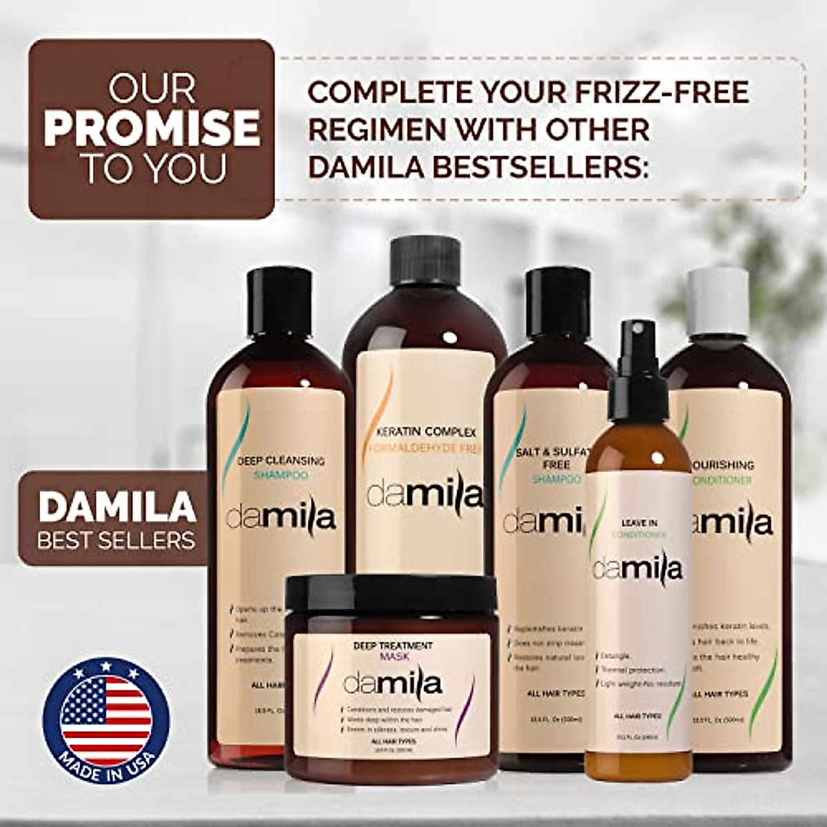 damila Keratin Leave In Conditioner Spray for Fine, Dry, Damaged and Curly Hair - Detangles and Protects Against Heat - Sulfate and Paraben Free (8.12 Fl Oz (Pack of 1))