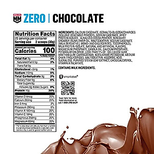 Muscle Milk ZERO, 100 Calorie Protein Powder, Chocolate, 15g Protein, 1.65 Pound, 25 Servings
