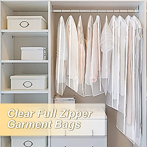 Shappy 20 Pcs Clear Garment Bag for Clothes Hanging Suit Bags Storage Lightweight PEVA Dust Cover Breathable Full Zipper Closet with 4 Drawstring Travel Shoe Organizer