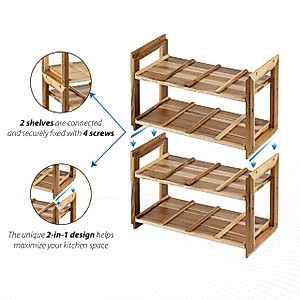 Water Bottle Organizer, 4 Tiered Freestanding Water Bottle Holder, Natural Wood Water Bottle Storage Rack, Freestanding Water Bottle Holder Rack for Kitchen Countertops, Holds 16 Bottles