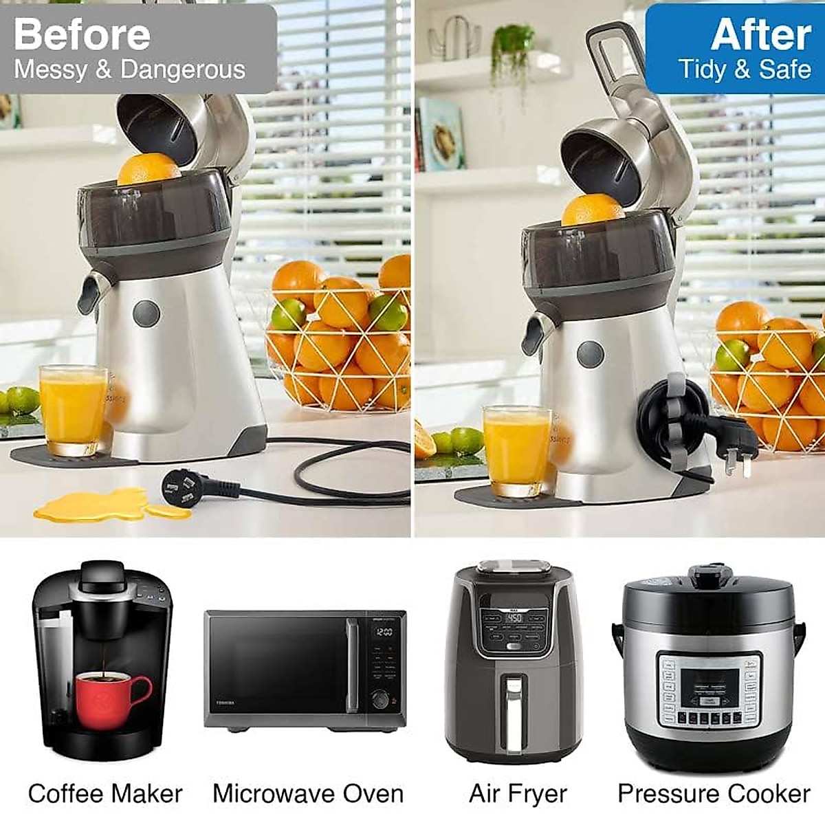 Cord Organizer for Appliance, Kitchen Appliance Cord Organizer Stick On, Appliance Wire Holder Wire, Kitchen Appliance Accessories of Mixers, Coffee Maker, Pressure Cooker, Air Fryer