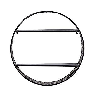 Deco 79 Metal 2 Shelves Wall Shelf, 26" x 5" x 26", Black