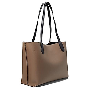 COACH Color-Block Leather with Coated Canvas Signature Interior Willow Tote Dark Stone One Size