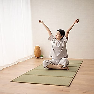 EMOOR Japanese Traditional Tatami Mat Twin-XL, Natural (Undyed), Made in Japan Tatami Floor Mats