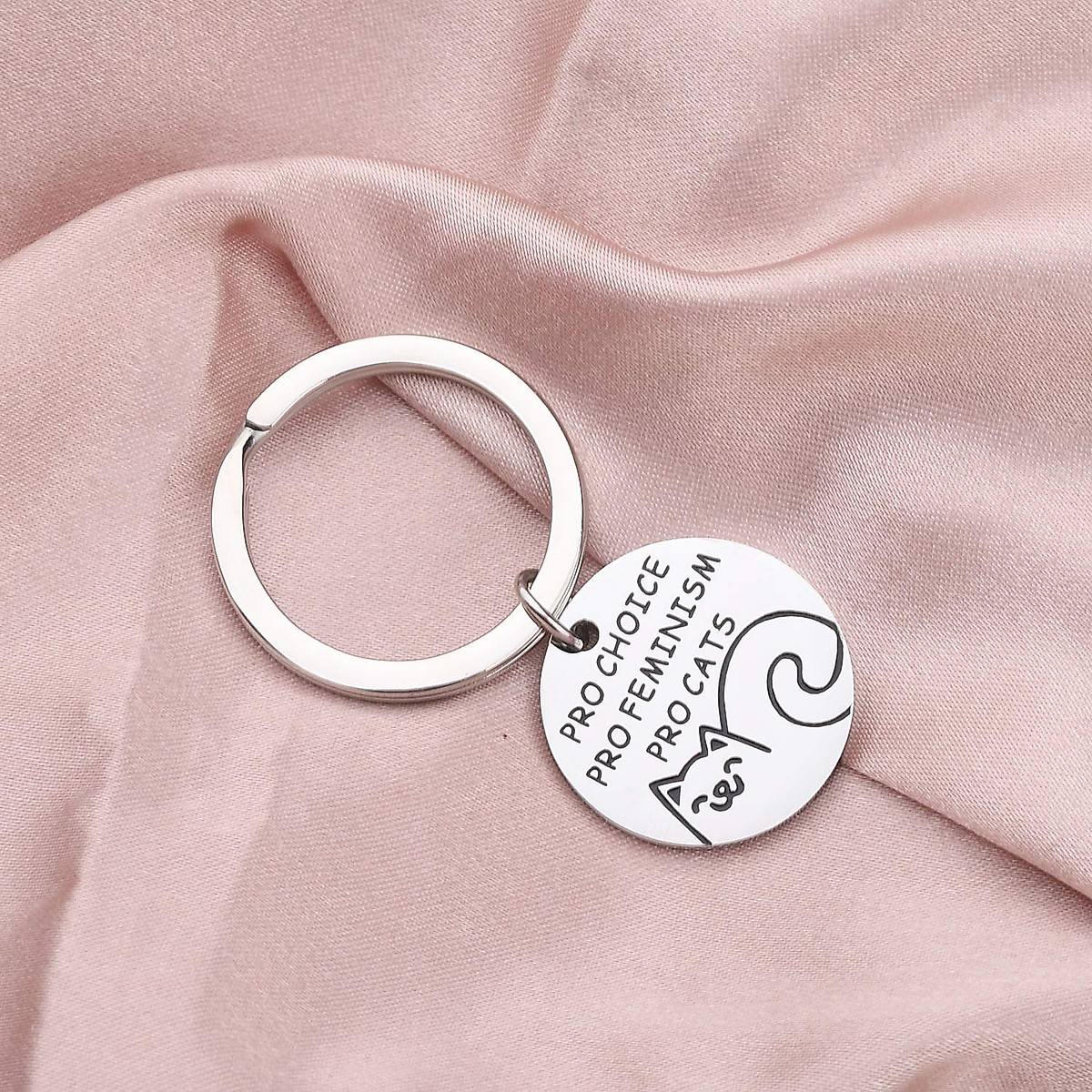 bobauna Pro Choice Pro Feminism Pro Cats Feminist Keychain Empowering Positive Jewelry Gift For Women (pro choice feminism cat keychain)