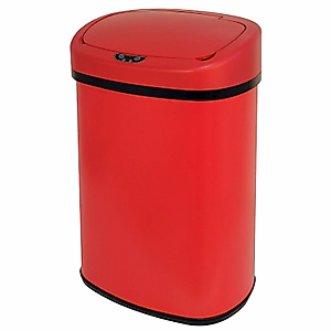 HGS Kitchen Automatic Trash Can 13 Gallons Garbage Cans Waste Bin with Lid Automatic Garbage Bin Touchless Stainless Steel Sensor Trash Can for Home Office Living Room Bedroom, Red