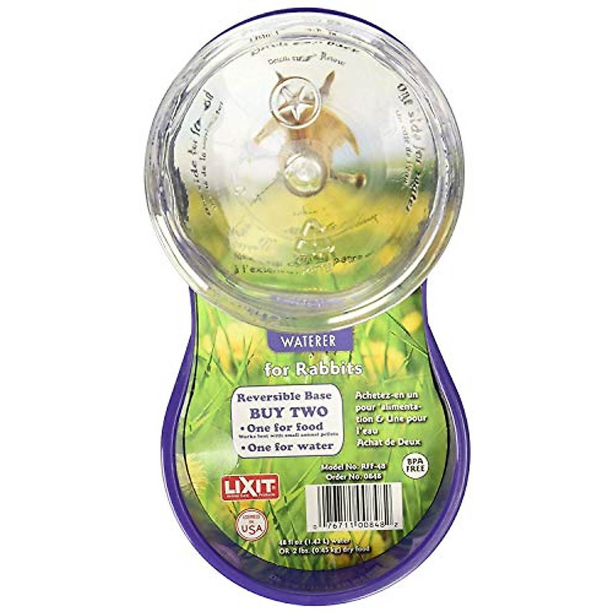 Lixit Reversible Waterer/Feeder for Rabbits and Other Small Animals. (Pack of 1)