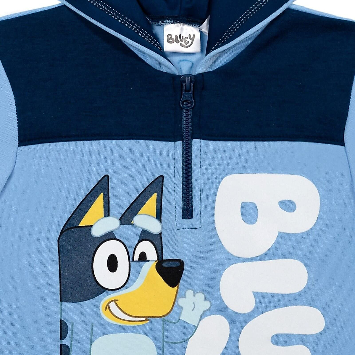 Bluey Little Boys Fleece Half Zip Hoodie 7-8 Blue