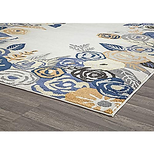 Rugs America Ivory & Multi Blooms Transitional Rug Royal Blossom Golden Ivory VA35D 5'0"X7'0" Area Rug