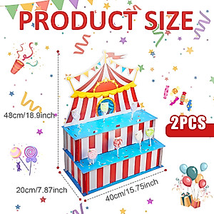 2 Pack Circus Tent Shaped Lollipop Stand 2 Tier Circus Lollipop Candy Stand 48 Suckers Dessert Table Display Set Carnival Theme Tent Design for Circus Birthday Party Favor Decoration Supplies