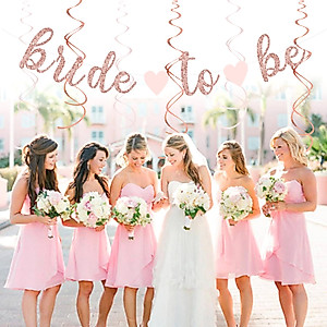 Light-Pink Rose-Gold Bachelorette Party-Decorations - 21pcs Baby Bridal Shower Banner Garland, Bride To Be Paper Streamers Lanterns,flower Tissue Pom Poms Fan Supplies,Wedding Backdrop Decor Huglony