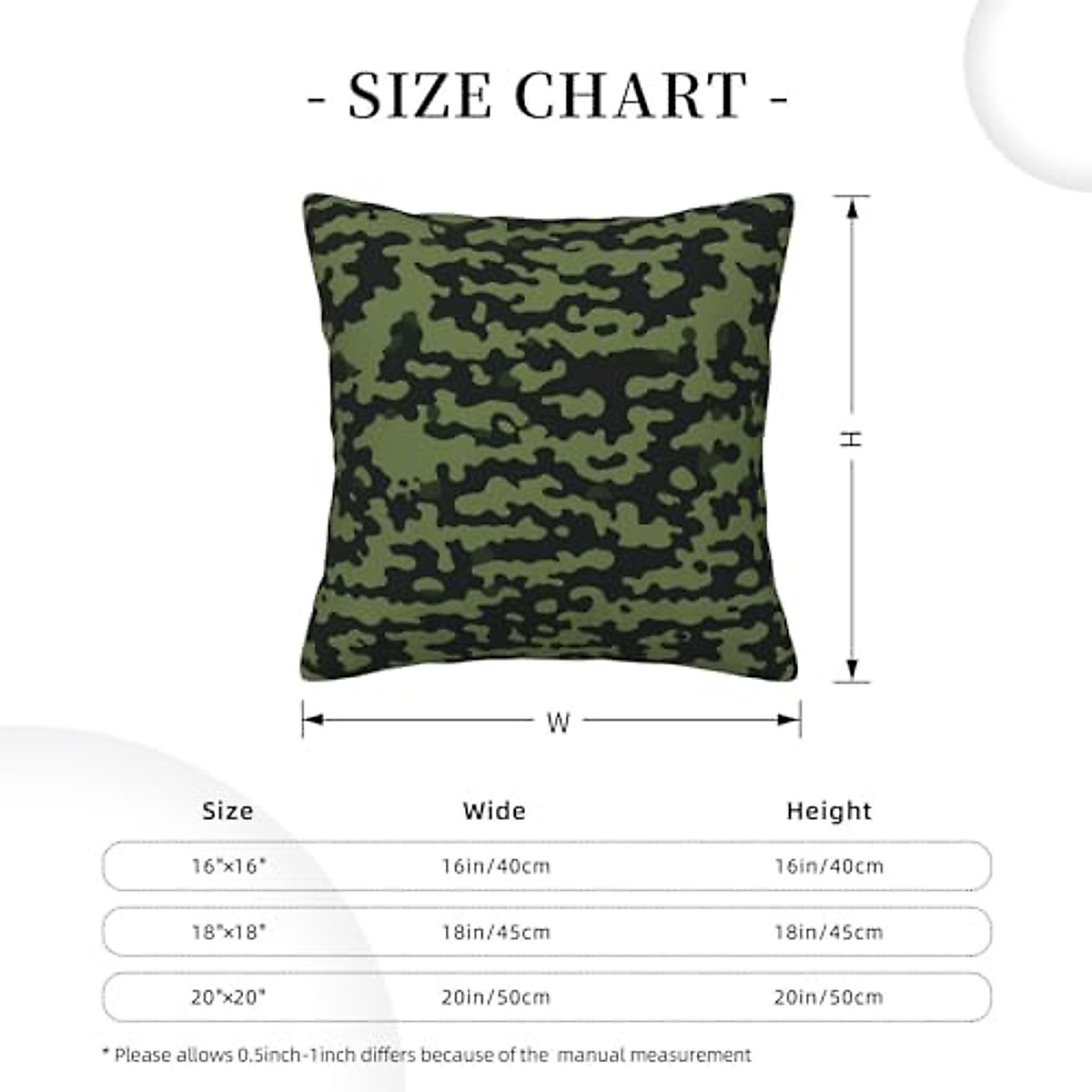 AdaNti Camo Green Print Corduroy Throw Pillow Covers Soft Square Throw Pillow Case Home Decorations for Bed Sofa Living Room 16"x16"
