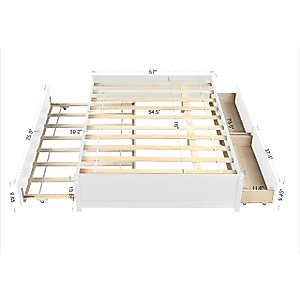 CITYLIGHT Full Bed with Trundle and Storage, Wood Platform Frame Full Bed with Trundle and Drawers, Space-Saving Full Bed for Kids, Boys, Girls, Teens, White