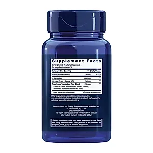 Life Extension Optimized Tryptophan Plus 1000mg - L-Tryptophan Supplement with Niacin and L-Lysine for Healthy Sleep & Stress Response – Gluten-Free, Non-GMO, Vegetarian - 90 Capsules