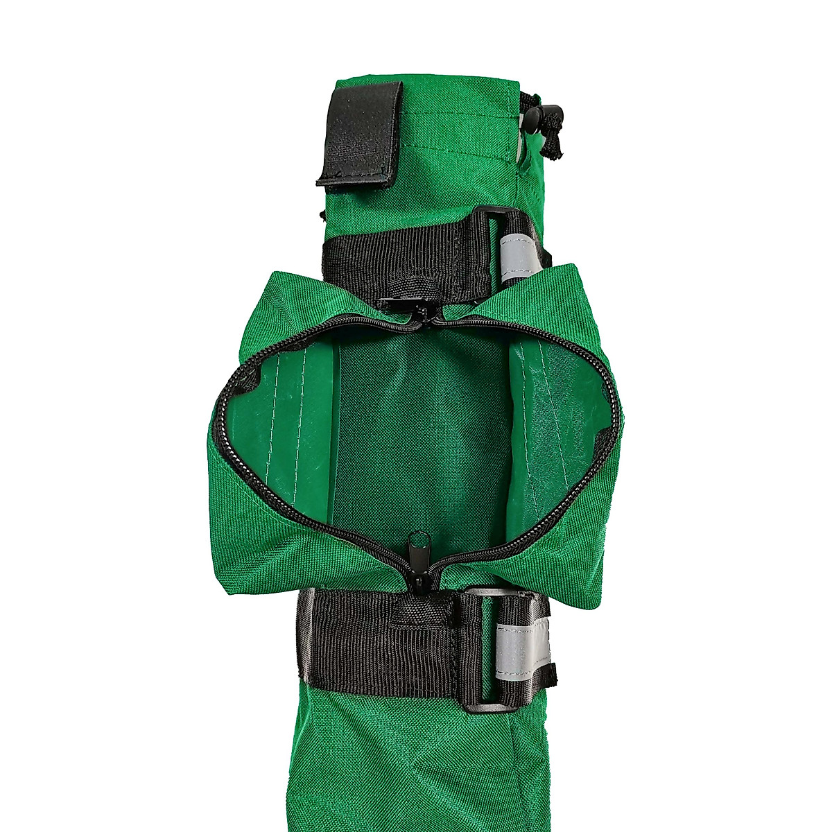 LINE2design Oxygen Cylinder Sleeve Bag - EMS First Responder Emergency Medical Oxygen Bag Portable Travel Size Cylinder Holder with Star of Life Logo - Side Pockets and Adjustable Side Straps - Green