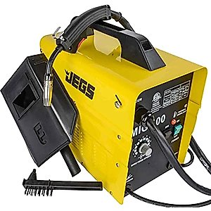 JEGS MIG 100 Gasless Welder - 110V AC - 20 Amps of Input Current - MIG Welder Includes Hand-Held Mask, Wire Brush, Spool of Wire, Welding Torch and One-Year Warranty - Simple Controls and Operation