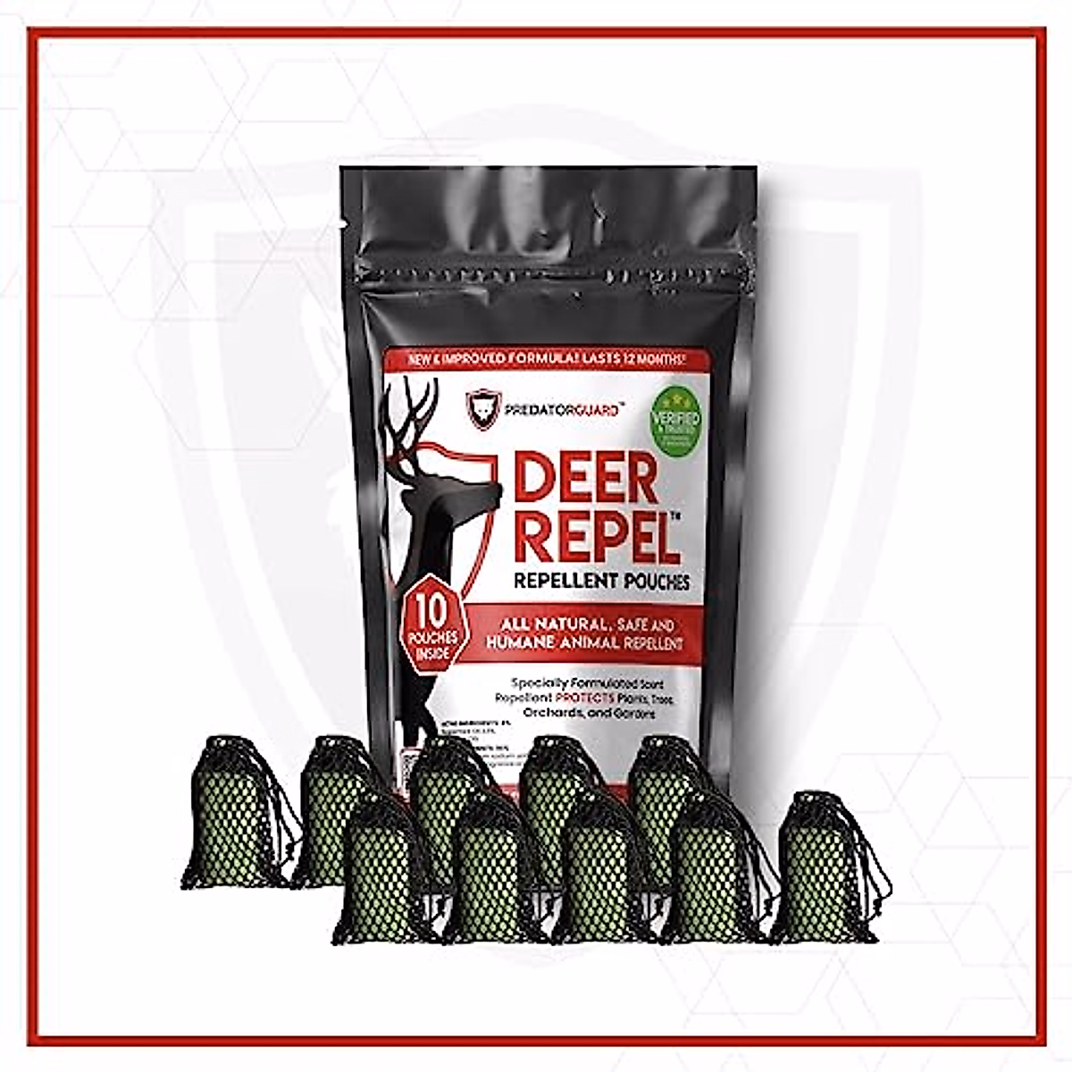 Deer Repel Deer Repellent Plants Pouches - Stop Deer and Rabbits Eating Plants Trees Gardens and Vegetables - 10 Pack Lasts 12 Months - All Natural Ingredients