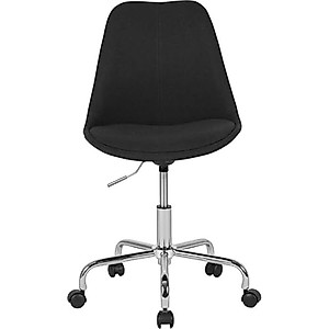 Pemberly Row Contemporary Mid Back Swivel Office Chair in Black