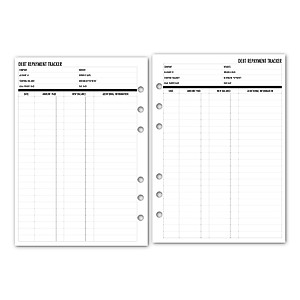 A5 Debt Repayment Planner Insert Refill, 5.83″ x 8.27″, Fits 6-Rings Binders - Filofax, LV GM, Moterm, Choice of Quantity