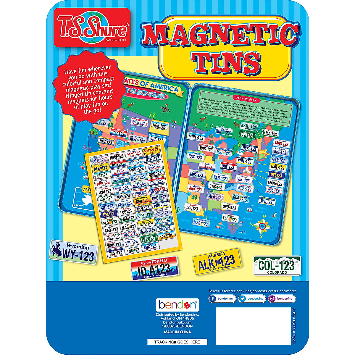 Bendon TS Shure License Plate Games Magnetic Activity Tin with Foam Magnet Sheet 50519
