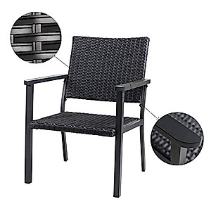 C-Hopetree Outdoor Lounge Chair for Outside Patio Porch, Metal Frame, Black All Weather Wicker