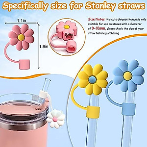 AIERSA Straw Cover for Stanley Cup,8Pcs Flower Straw Covers Compatible with Stanley 30&40oz and Simple Modern with Handle Tumbler with Handle,Silicone Straw Topper Caps for Stanley Cups Accessories