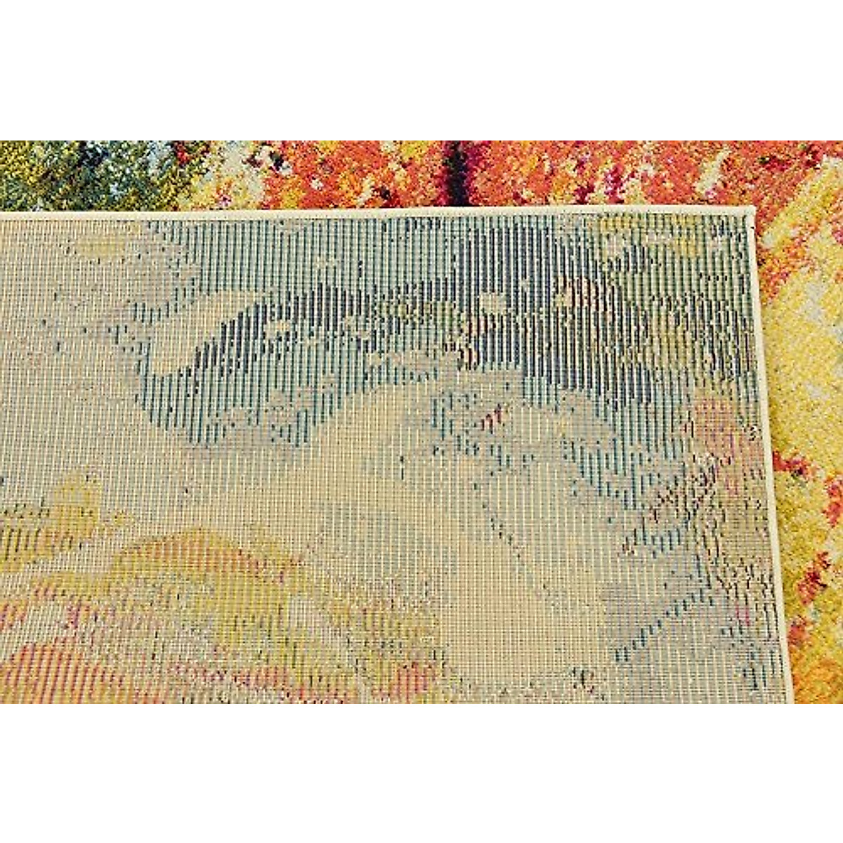 Unique Loom Estrella Collection Distressed, Floral, Abstract, Modern, Bright Colors Area Rug, 5' 0" x 8' 0", Multi/Blue