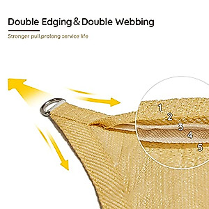 Quictent 20x26ft Large Oversized Rectangle Sun Shade Sail 185G HDPE Canopy 98% UV Block Outdoor Patio Garden with Hardware Kit (26 x 20 ft, Sand)