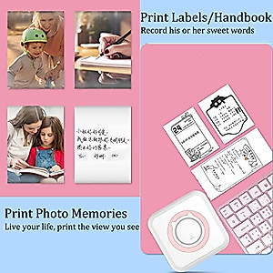 Cuifati Mini Printer Thermal Portable Wireless Bluetooth Label Wrong Question Printing 200dpi Phone Photo Printer (Pink)