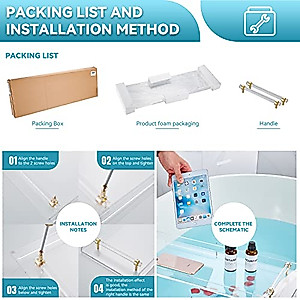 Bathtub Rack - Clear Acrylic Tray with Handles to Hold Book, Phone, Candles, Food, Wine & Tablet - Waterproof Caddy, Wide Frame, Fits Most Bath Tubs - Bathroom Accessories, Luxury Gifts for Women