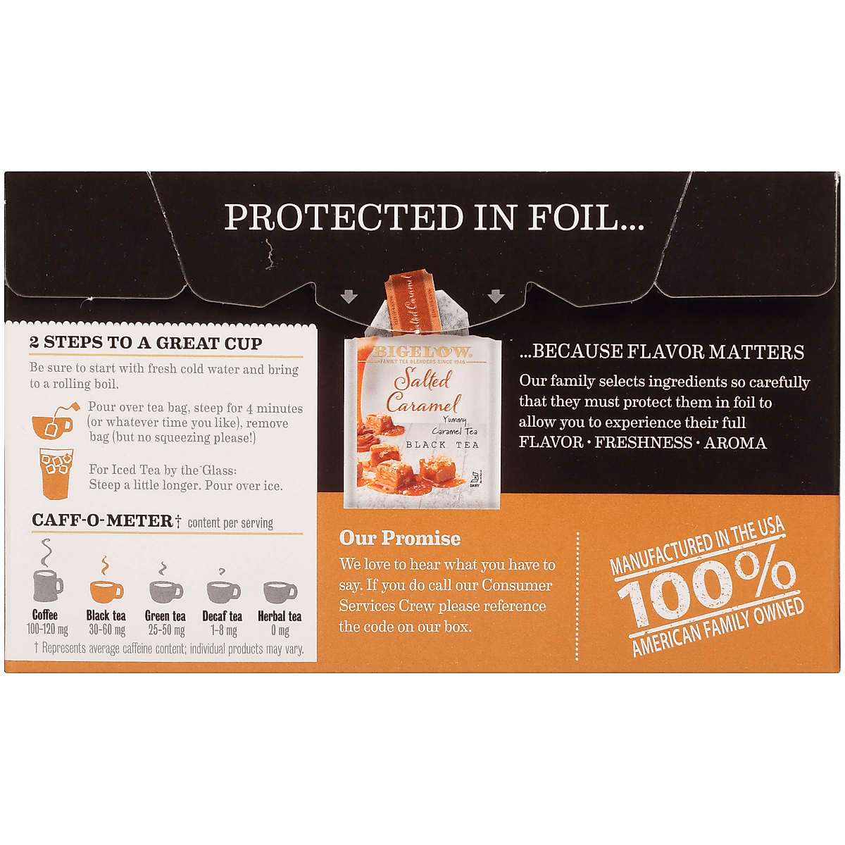 Bigelow Tea Salted Caramel Black Tea, Caffeinated, 18 Count (Pack of 6), 108 Total Tea Bags