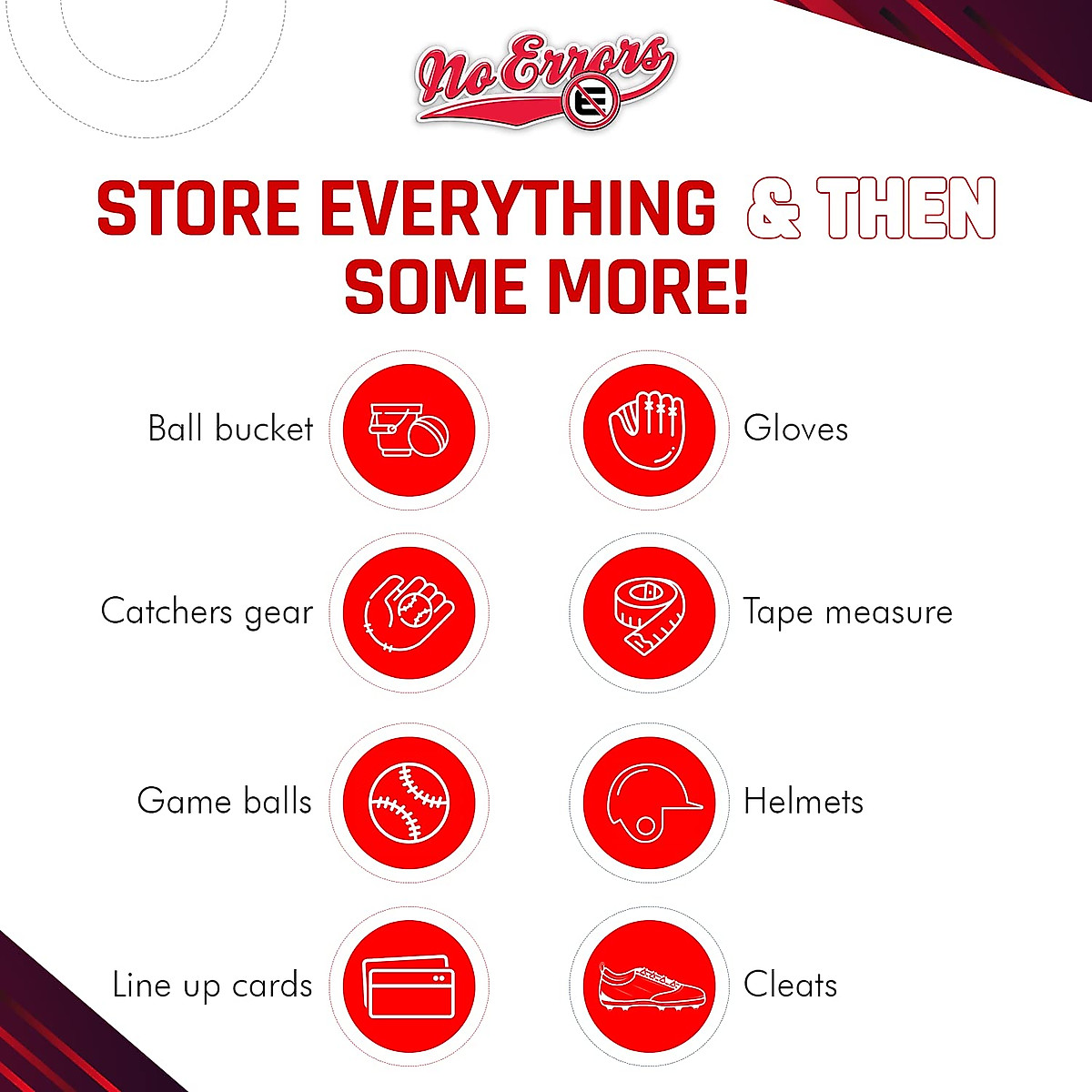 No Errors Ball Boy XL Coaches Wheel Bag - Heavy duty baseball equipment bag with wheels - Holds Two 6 Gallon Ball Buckets - Baseball and Softball Equipment Rolling Bag - Designed for Coaches(Graphite)