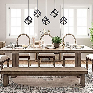 LNC Black Geometric Pendant Lighting, Geometric Modern Square Hanging Light Ceiling Fixture for Kitchen Island, Foyer, Hallway, Bedroom and Entryway