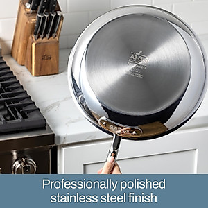 All-Clad D3 Stainless Cookware, 12-Inch Fry Pan With Lid, Tri-Ply Stainless Steel, Professional Grade, Silver