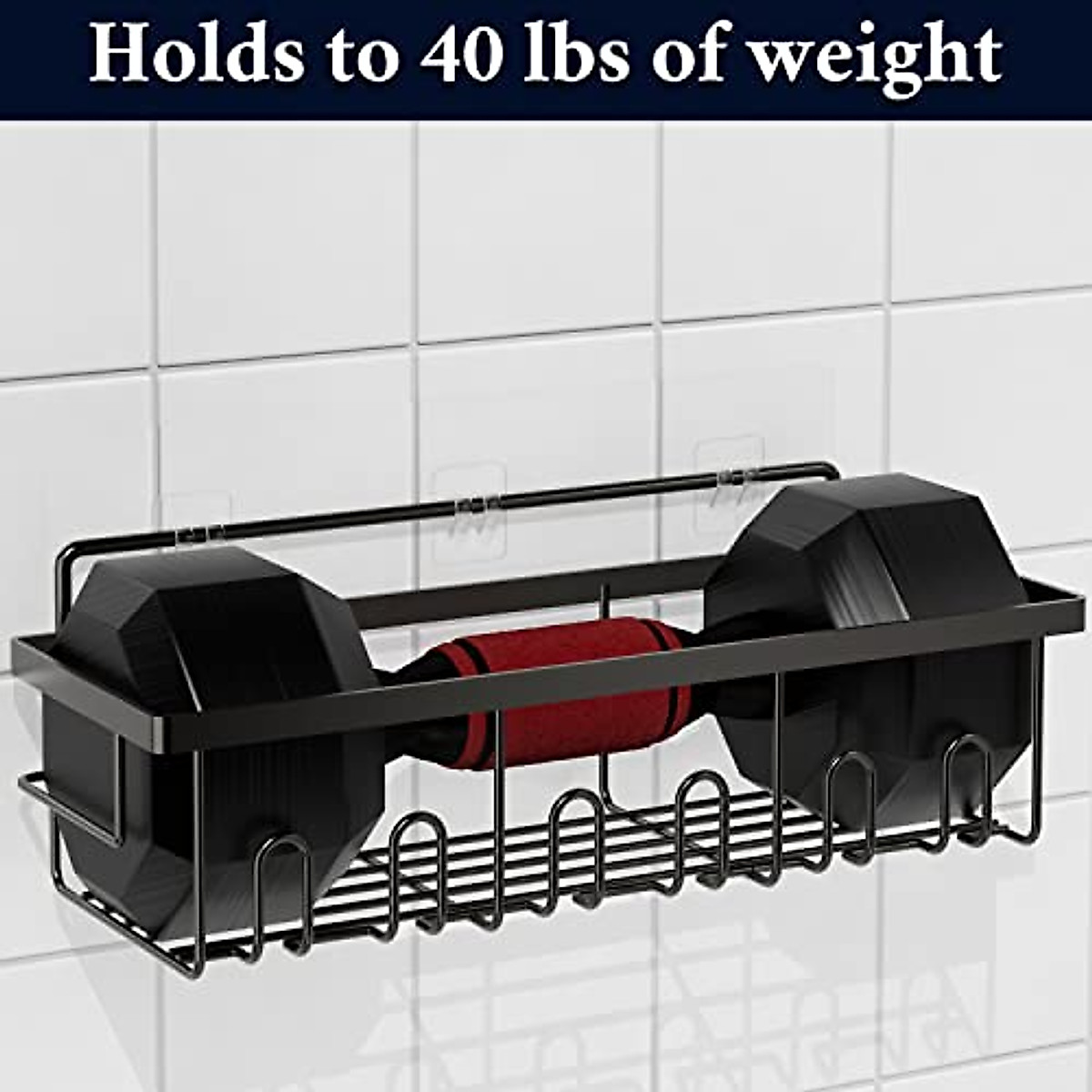 304 Stainless Steel Rustproof Shower Caddy Basket, Adhesive Shower Shelves, No Drilling Wall Mounted Adhesive Bathroom Storage Organizer, Shower Caddy Bathroom Shelf for Shampoo Conditioner Razor