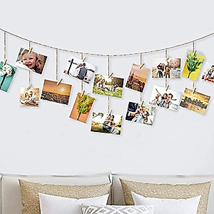 Mini Clothes Pins, 260 PCS Small Wooden Clothes Pins with Jute Twine, Clothespins, Clothes Pins for Photos Crafts DIY Project