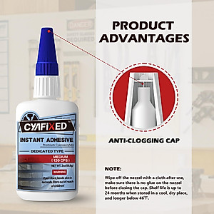 CYAFIXED Professional Grade Cyanoacrylate Super Glue, Medium Viscosity CA Glue for Woodworking, 2 oz. (56.8 Grams) - Instant Adhesive for Woodturning, Pen Turning, Hobby Models & Most Wood Bonding