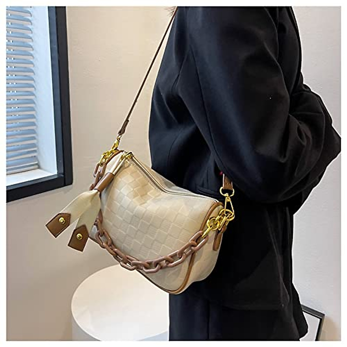 YP Small Crossbody Bag Purse for Women Girls Mini Leather Satchel Bag (B-Beige)