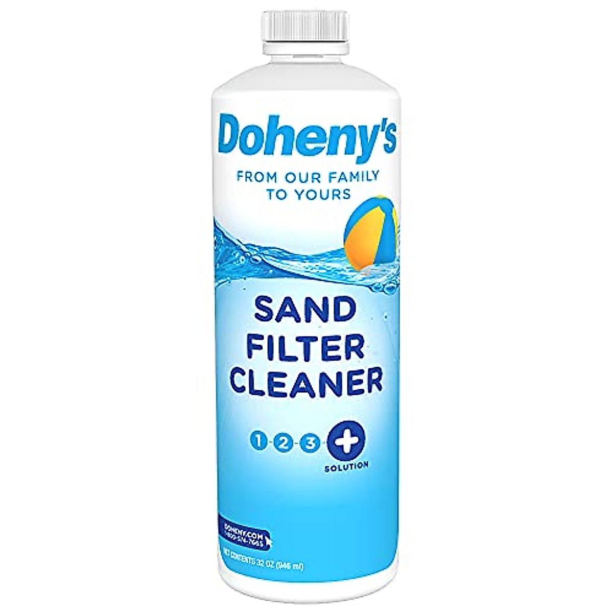 Doheny's Sand Filter Cleaner | 100% Professional-Grade | Effective in Removing Debris from Sand Beds, Keeping Your Filter Operating Efficiently | Convenient Dosage View Stripe | 1 QT Bottle