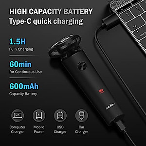 Electric Shaver Razor for Men Face,3D Rechargeable Rotary Shaver,Anti-Pinch Electric Razor for Shaving Face,Magnetic Shaver Head,Ergonomic Handle Easy Use,Gift for Dad Husband,Home Car Travel Gifts