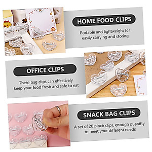 Ciieeo 20pcs Transparent Love Clip Heavy Duty Bag Clips File Paper Clamps Money Binder Clips Multipurpose Bag Clips Drawing Board Clamps Mini Chips Plastic Multifunction Girl Paper Clip
