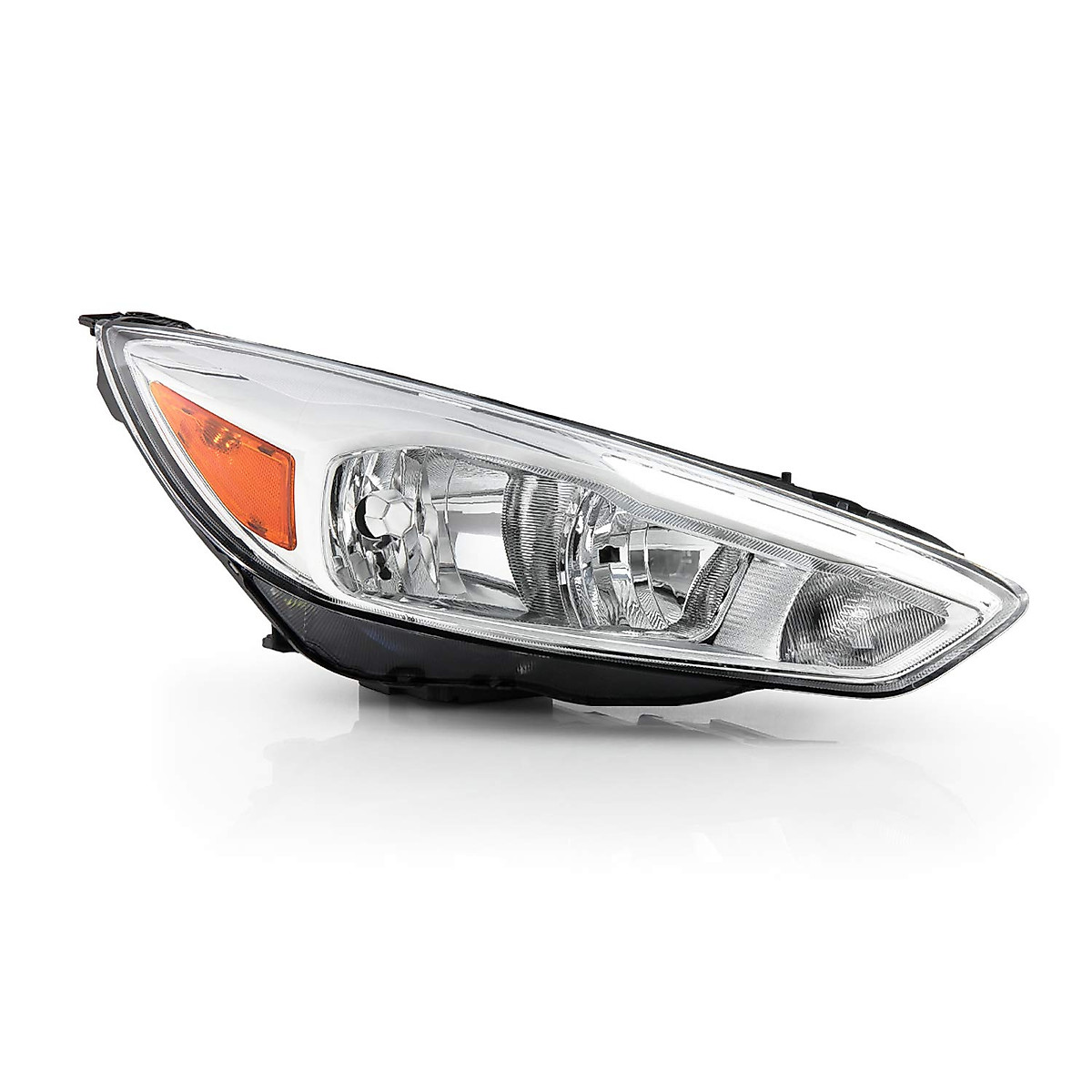 AKKON - Fits 2015 2016 2017 2018 Ford Focus Halogen Type Chrome Headlight w/LED DRL Tube Passenger Right Side Replacement