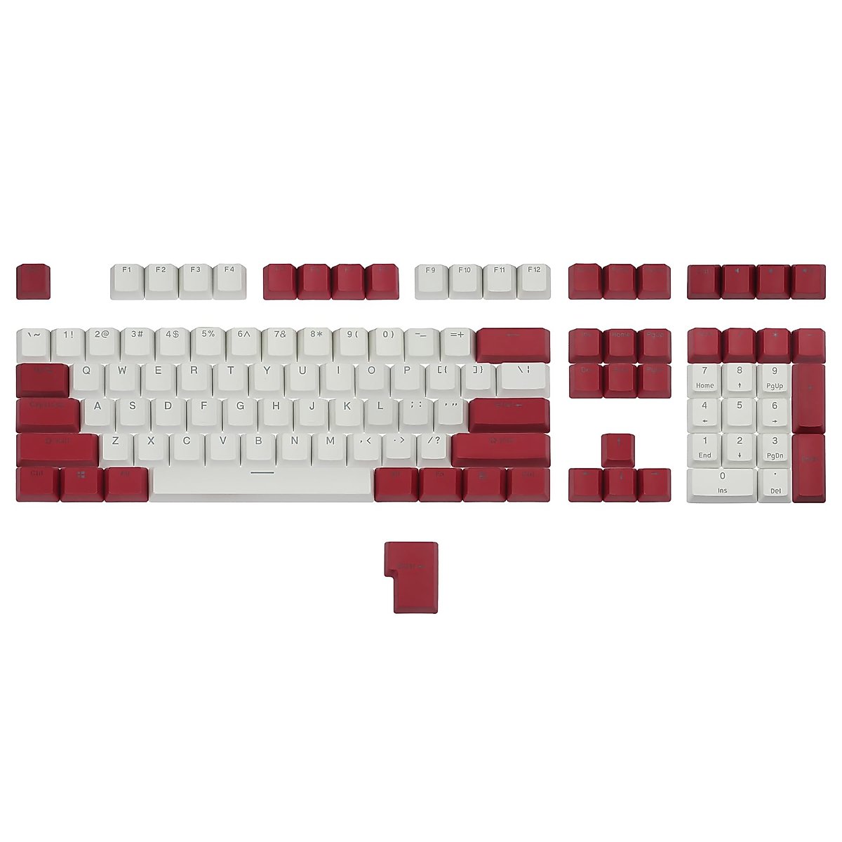 HZYZ PBT Keycaps Backlit Doubleshot Cherry MX Keycap Set Translucent OEM Profile MX Key Caps for US-ANSI Layout 6187104108 MX Switches Mechanical Gaming Keyboard(Red White Combo)