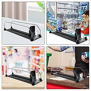 Drink Automatic Pusher 2pcs Fridge Drink Organizers Soda Can Dispenser Automatic Pusher Glide Beverage Pusher Dispenser Slide Rail Drink Dispenser for Refrigerator Black