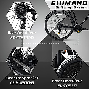 AVASTA Uranus 700C Road Hybrid Bike - Lightweight Aluminum Alloy Frame with 24-Speed Gearing for City Commuting - Rear Cargo Rack, Dual Disc Brakes, and 17 inch Frame - Black Design for Men Woman