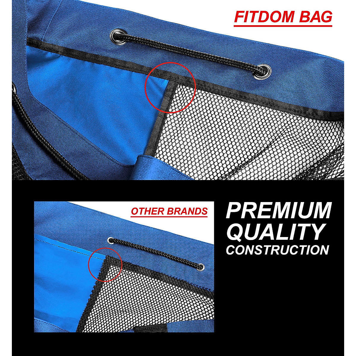 Fitdom Heavy Duty XL Soccer Mesh Equipment Ball Bag w/Adjustable Shoulder Strap Design for Coach. with an Over-Sized Front Pocket for Sporting Accessories. Best for All Outdoor & Water Gears