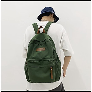 Canvas Backpack for Women Vintage Grunge Hippie Bookbags Aesthetic College School Bag Western Trendy Rucksack (Green)